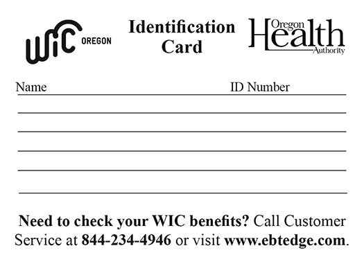 WIC Identification Card – Oregon WIC
